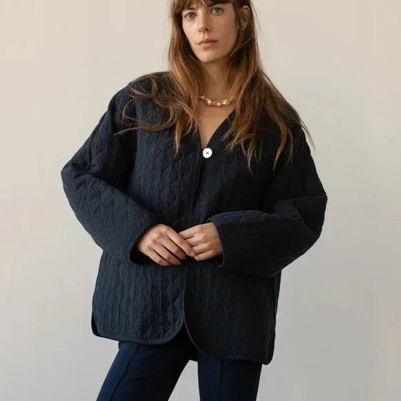 DONNI. | Jackets & Coats | Donni Quilted Relaxed Jacket Navy | Poshmark